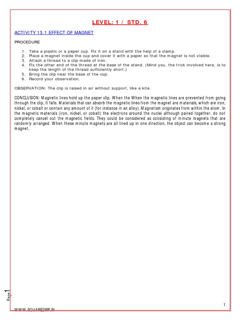 Exploring Magnetism for Class 6 | PDF | Magnetism | Magnetic Field