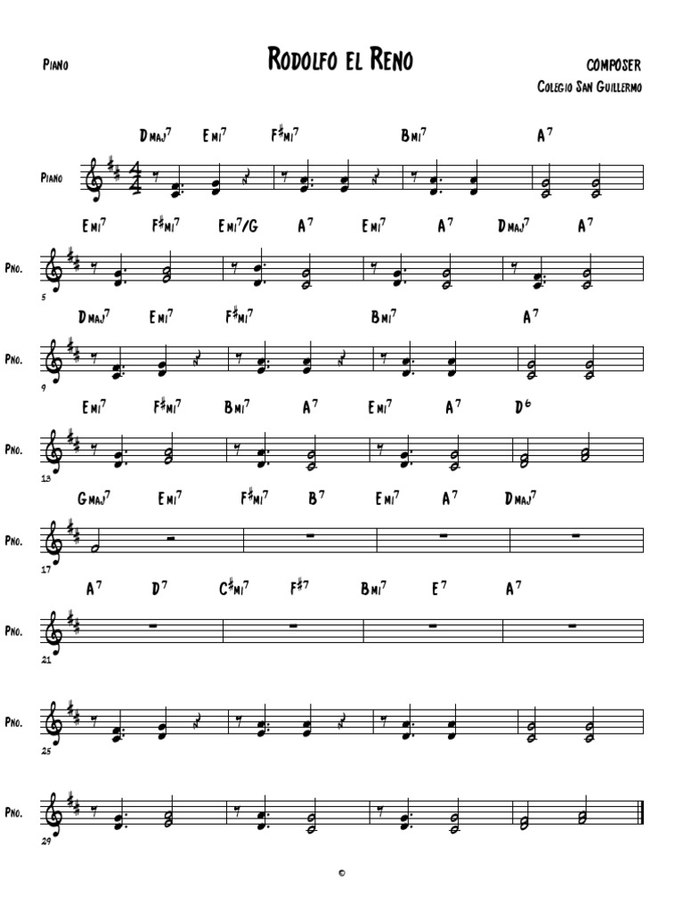 Rodolfo El Reno - Piano Adaptación Infantil | PDF | Échecs | Jeux et ...