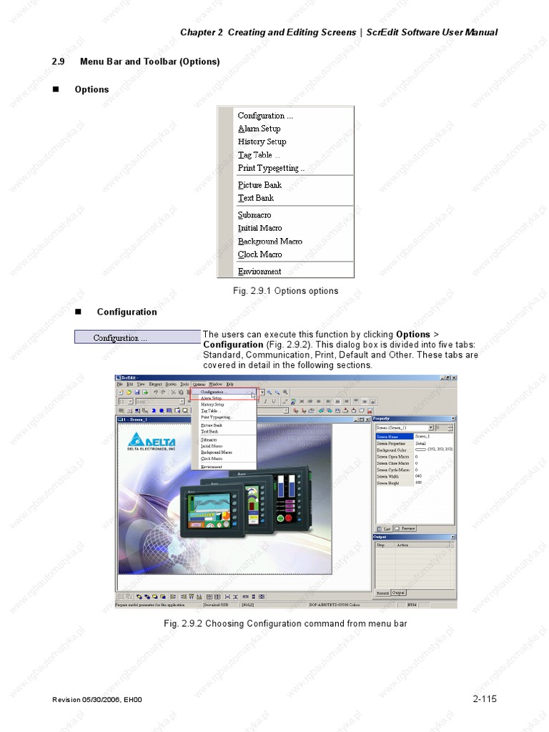 2.9 Menu Bar and Toolbar (Options) Options: Chapter 2 Creating and ...