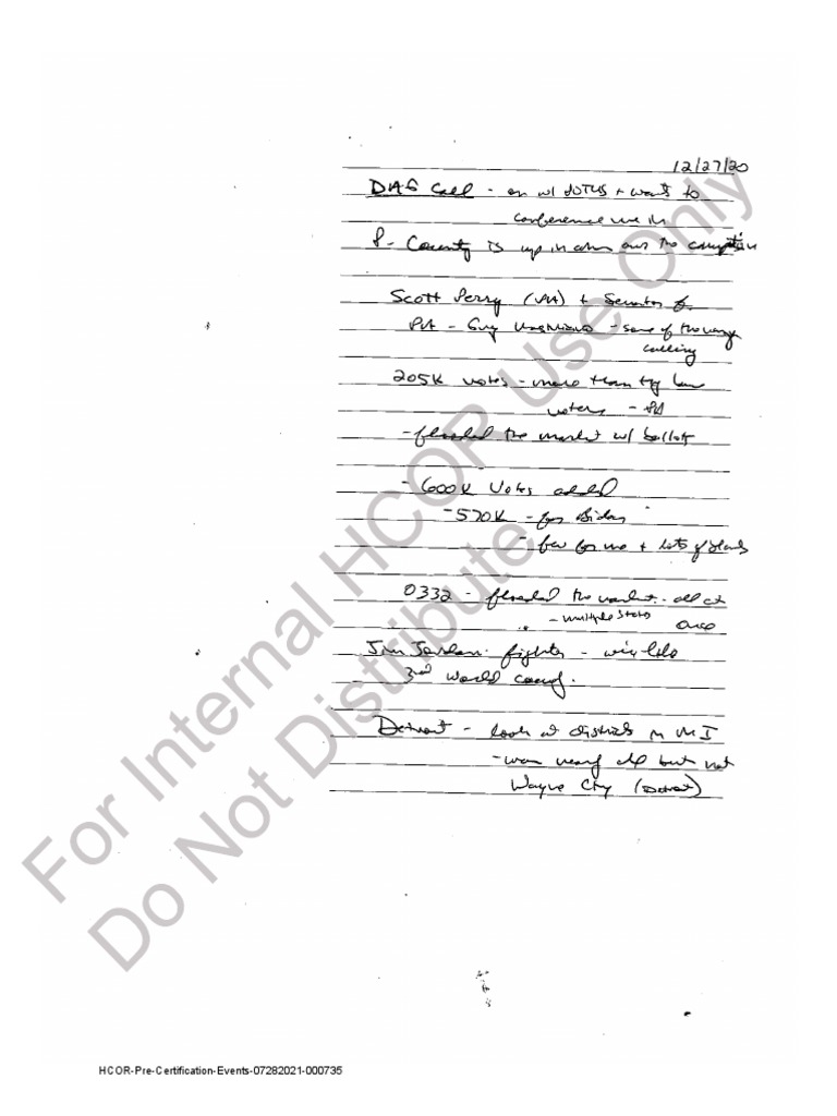 Hand-Written Notes of President Donald Trump's Comments in Call With ...