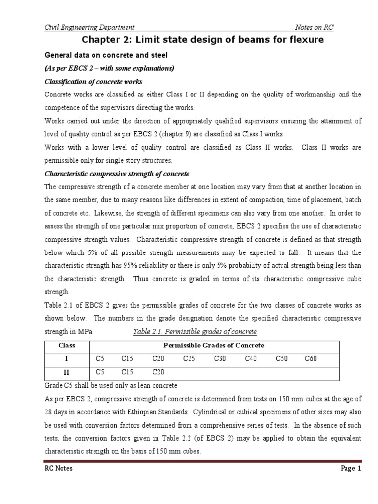 Chapter 2: Limit State Design of Beams For Flexure | Download Free PDF ...