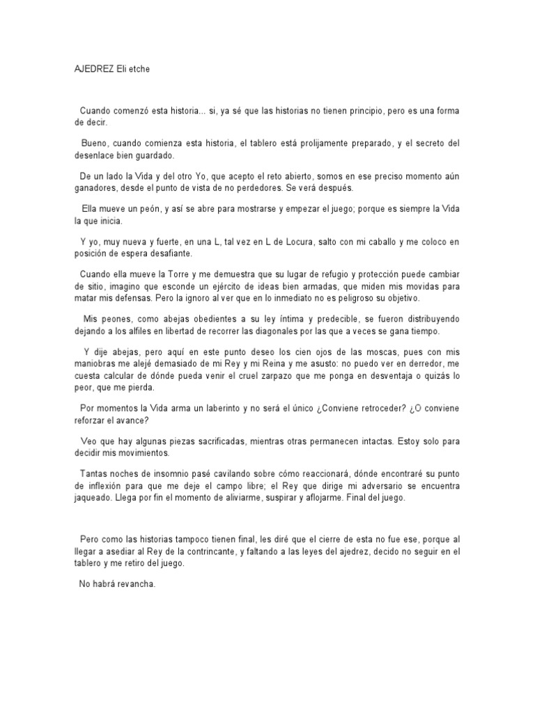 Ajedrez Cuento Pdf