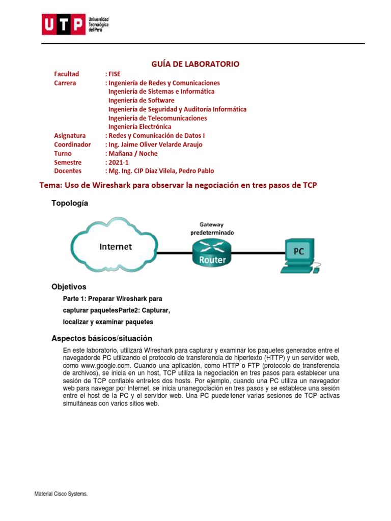 S13s2 Lab Using Wireshark To Observe The Tcp 3 Way Handshake Pdf Protocolo De Control De 
