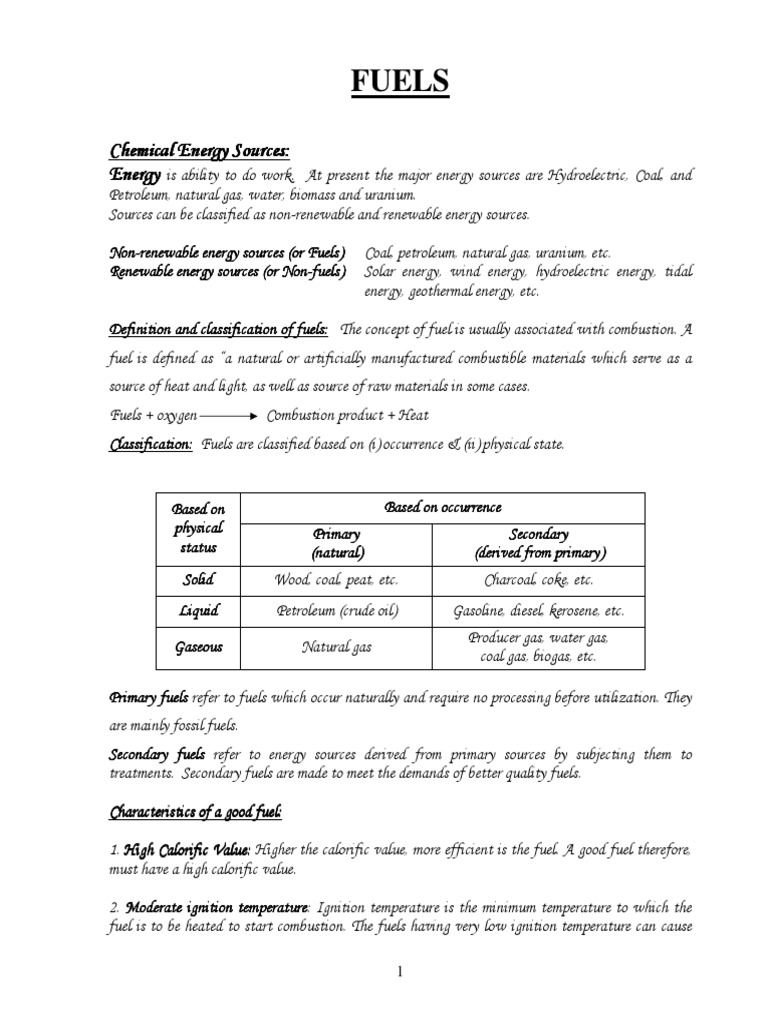 Chemical Energy Source - Material For Moodle - Text | PDF | Gasoline ...