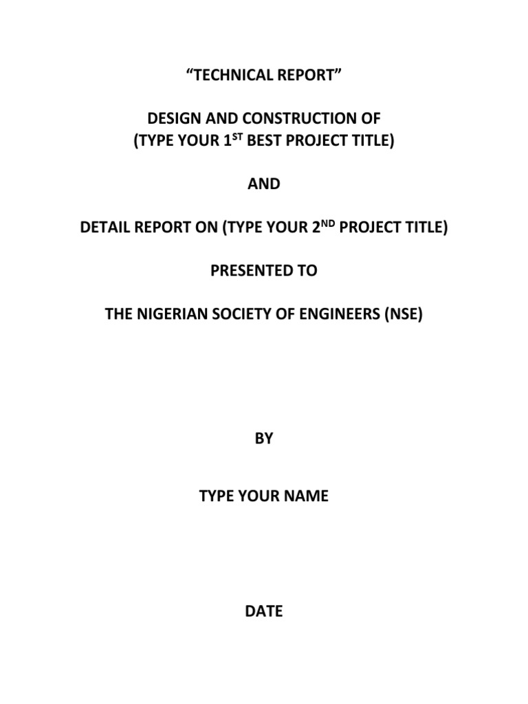 Nse Technical Report and Post Graduate Experience Format | PDF ...
