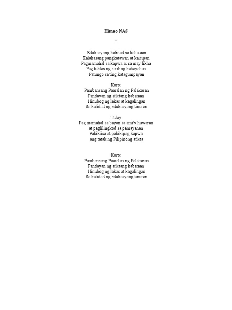 Himno Nas - Lyrics | PDF