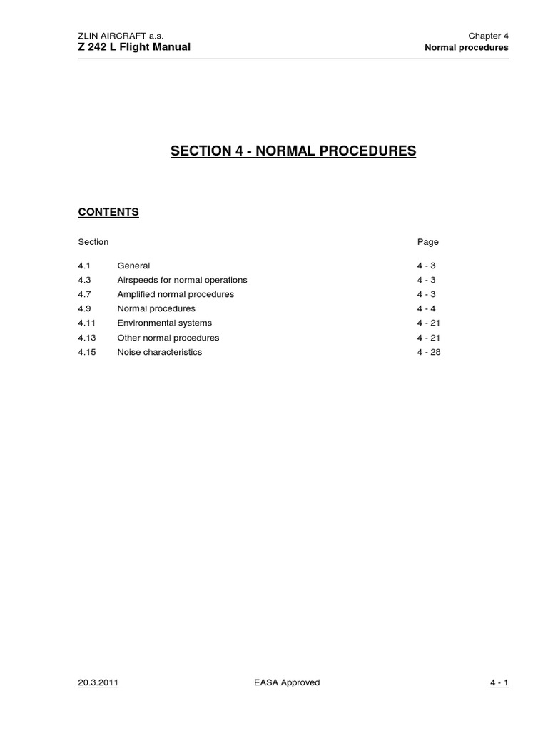 Section 4 - Normal Procedures: Z 242 L Flight Manual | PDF | Airspeed | Takeoff
