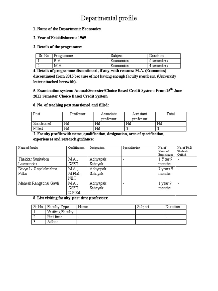 Departmental Profile Economics | PDF | Postgraduate Education | Master ...