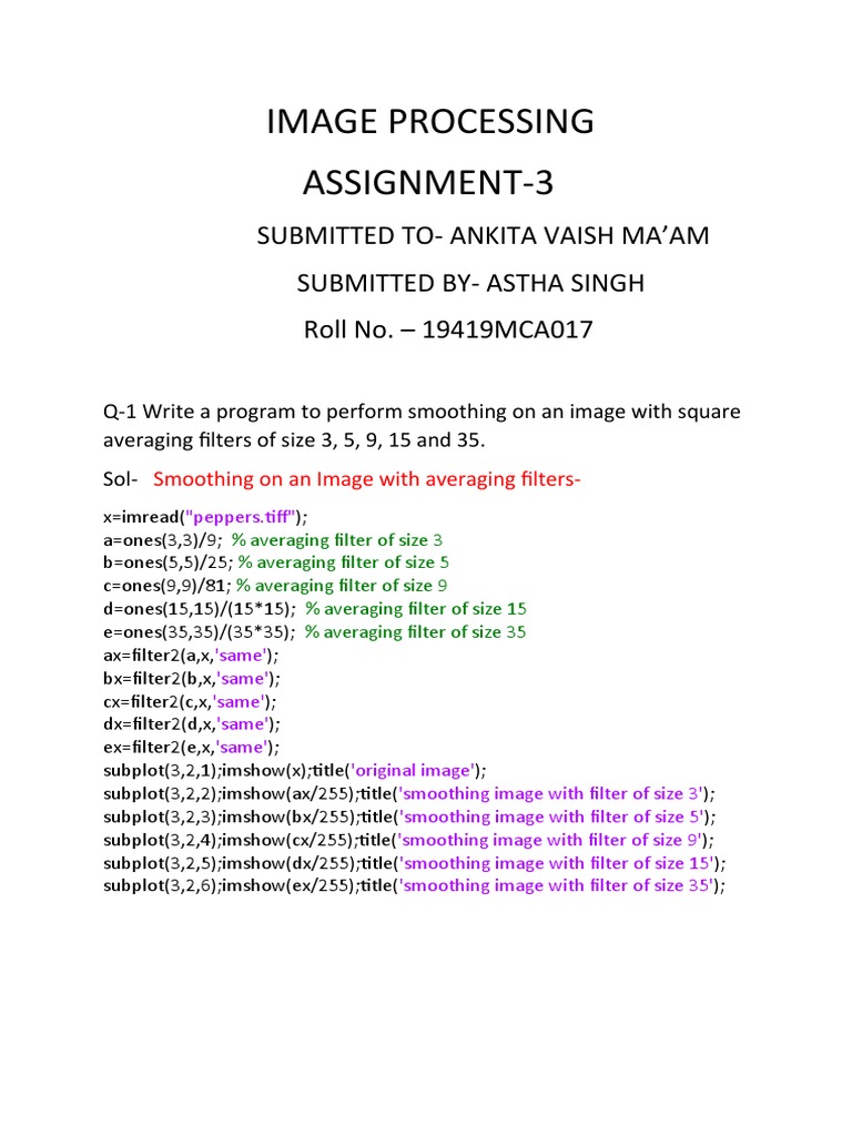 Astha Singh - 19419MCA017 Assignment-3 | PDF | Vision | Recording