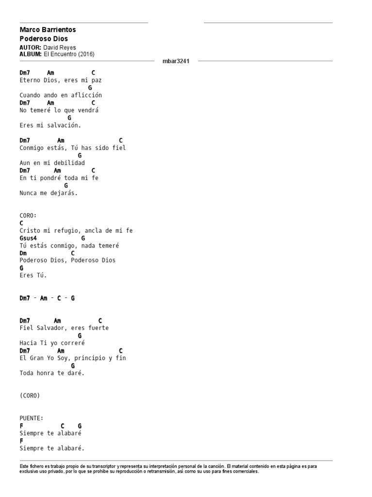 Marco Barrientos, Poderoso Dios - Letra y Acordes | PDF