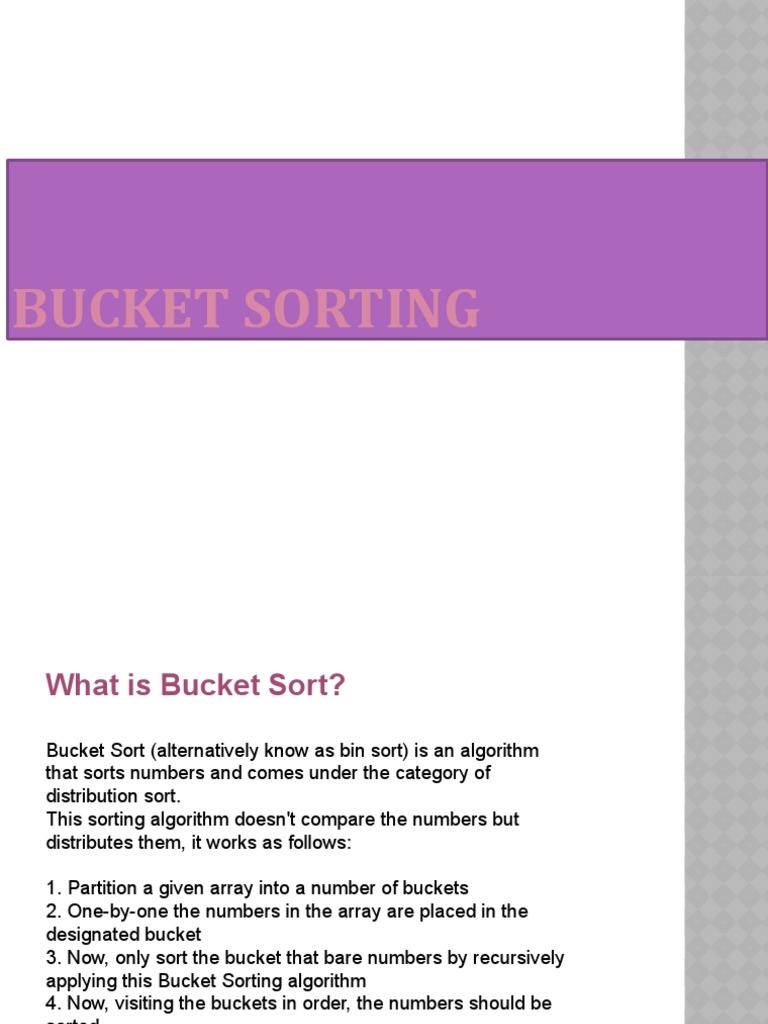 Bucket Sorting | PDF | Mathematical Logic | Computer Science