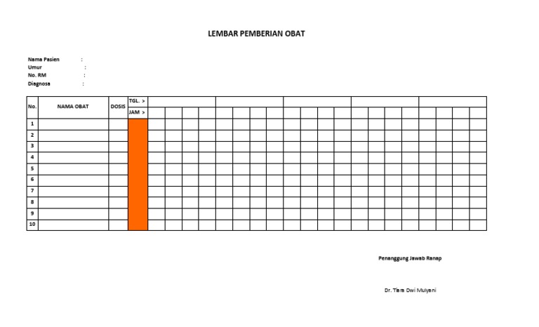 Lembar Pemberian Obat Pasien Ranap | PDF
