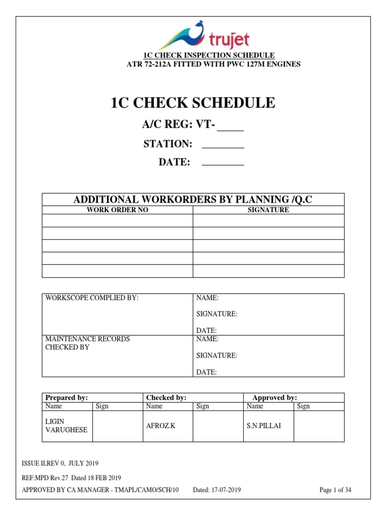 1c-Check Inspection Schedule.............. | PDF | Aircraft ...