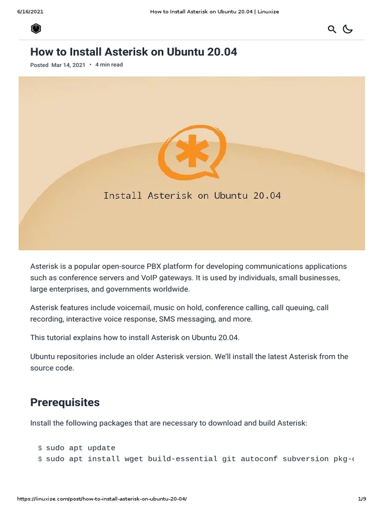 How To Install Asterisk On Ubuntu 2004 Linuxize Pdf Sudo Command Line Interface