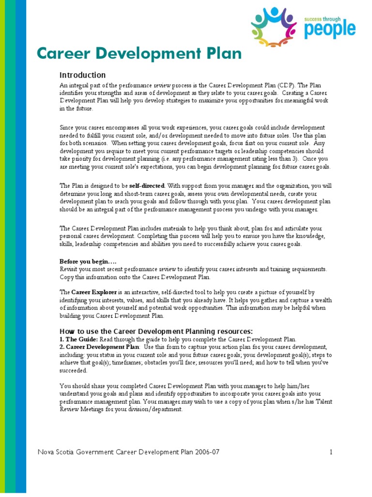 Nova Scotia Career Development Plan 2006-07 | PDF | Goal | Leadership