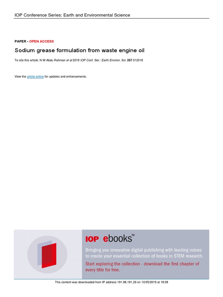 Formulating Sodium Soap Grease from Waste Engine Oil for Improved ...