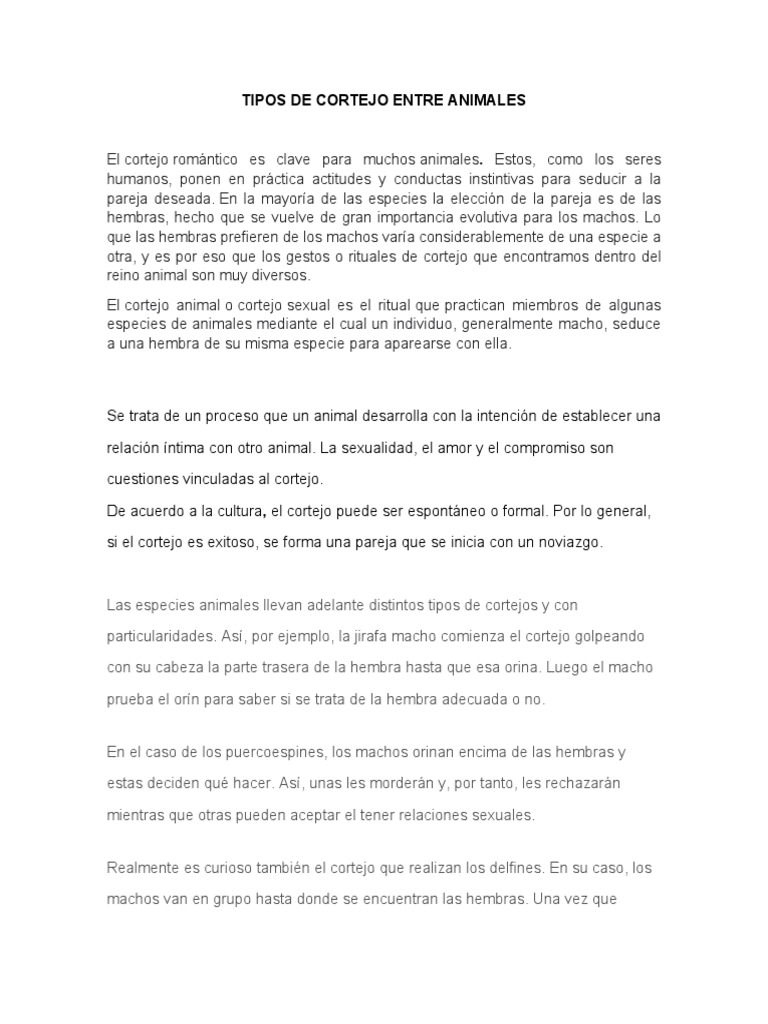 Tipos de Cortejo Entre Animales | PDF | Cortejo | Seducción