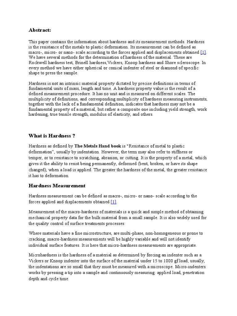 Hardness Report | PDF | Hardness | Industries