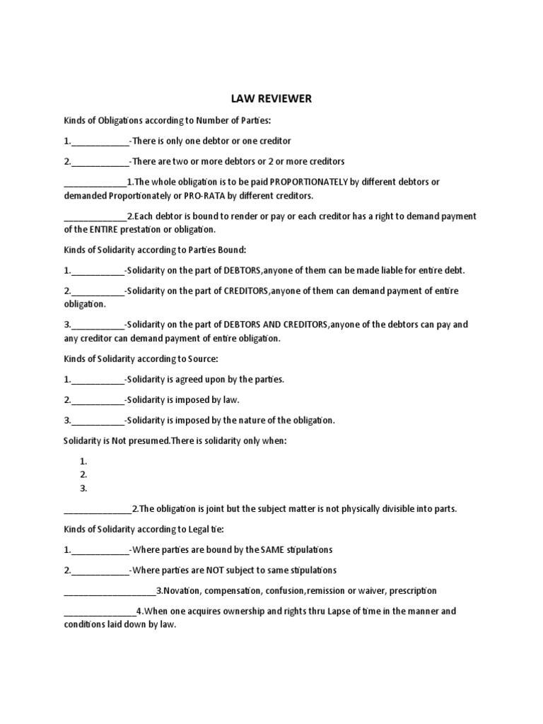 Law Reviewer by de Leon | PDF | Law Of Obligations | Business Law