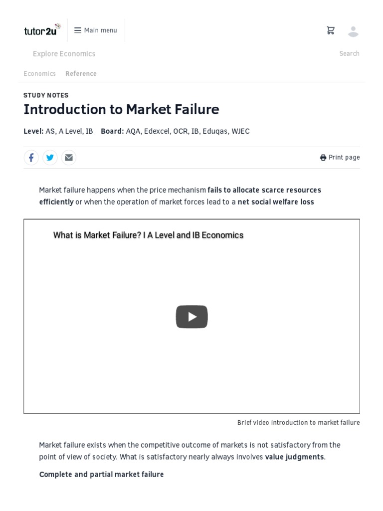 Market Failure Explained: A Level Guide | PDF | Market Failure ...