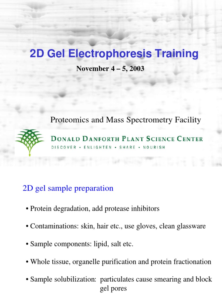 2D Gel Electrophoresis Training: Proteomics and Mass Spectrometry ...