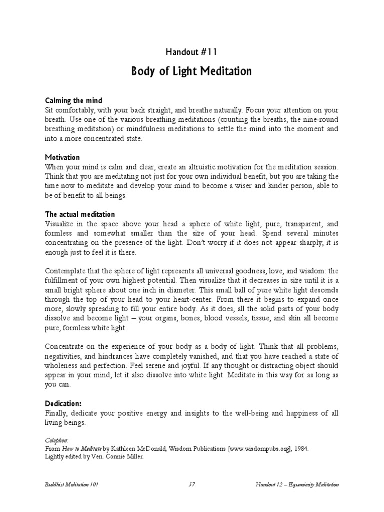 Body of Light Meditation: Calming The Mind | PDF | Meditation ...