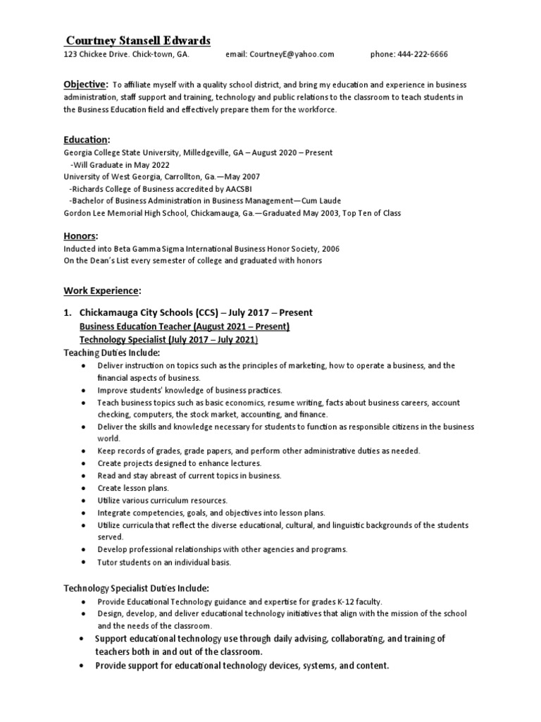 Courtney Edwards Resume | PDF | Educational Technology | Teachers