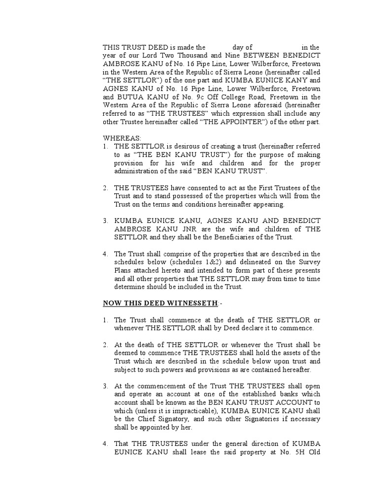 Now This Deed Witnesseth | PDF | Settlor | Trust Law