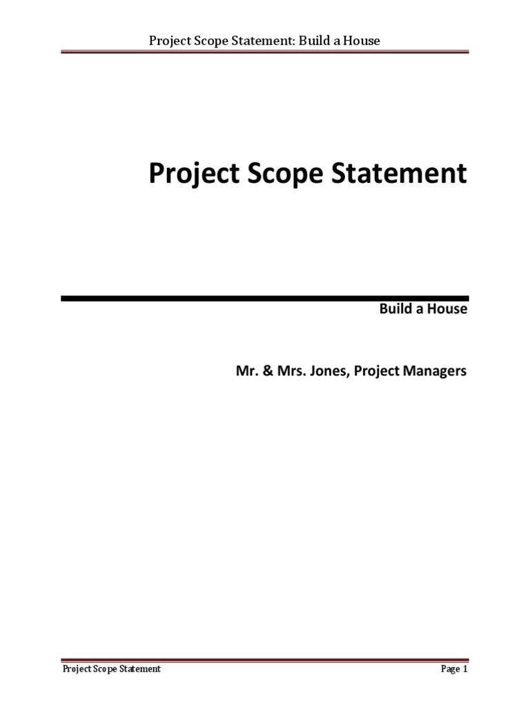 Project Scope Statement: Build A House | PDF | Room | Specification ...