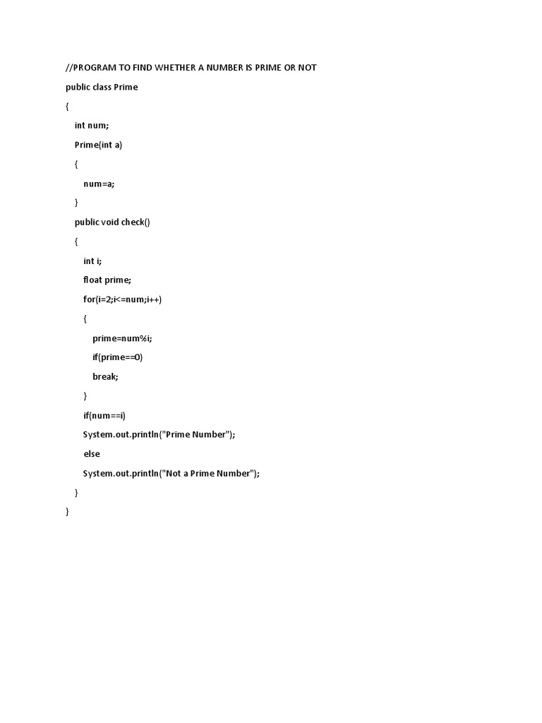 Program To Find Whether A Number Is Prime or Not | PDF