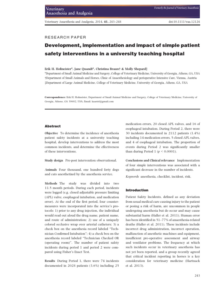 Development, Implementation and Impact of Simple Patient Safety ...