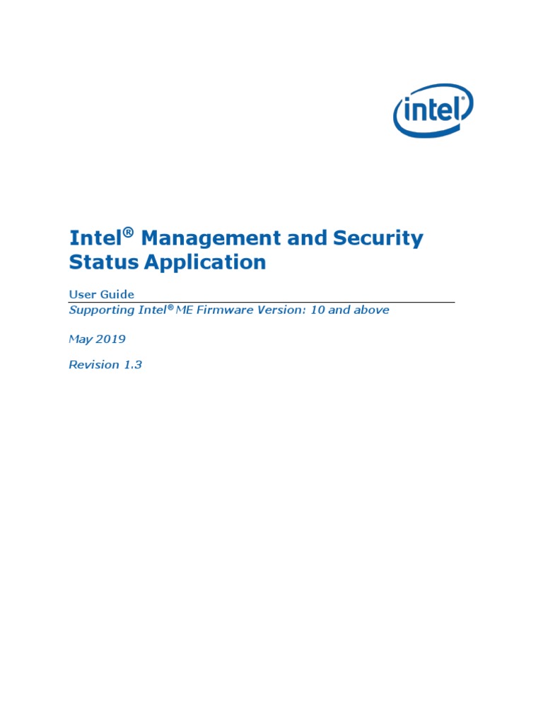 Intel Management and Security Status Application: User Guide | PDF ...