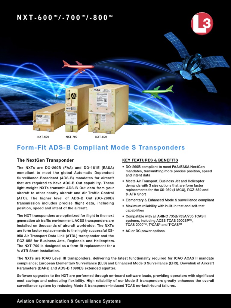 Form-Fit Ads-B Compliant Mode S Transponders: The Nextgen Transponder ...