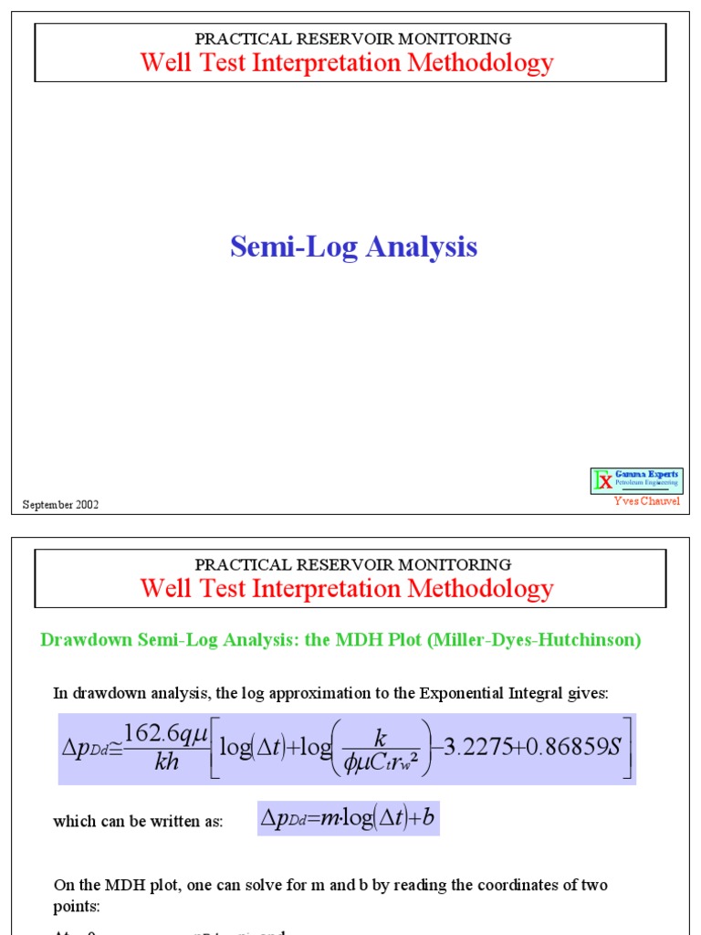 Semi-Log Analysis: Well Test Interpretation Methodology | PDF ...