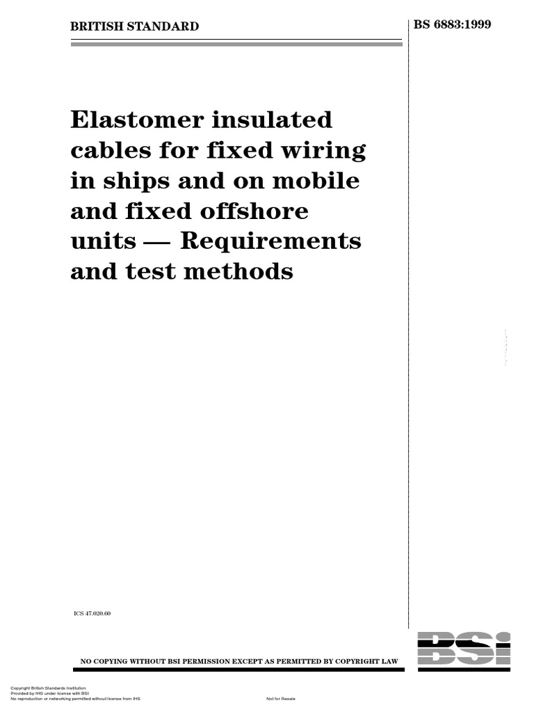 BS 6883: Offshore Cable Standards | PDF | Electrical Wiring | Wire