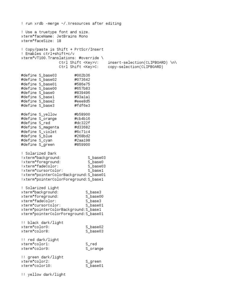 Sample Xresources File | PDF