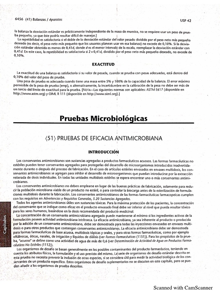 Usp Capitulo 51 Eficacia | PDF