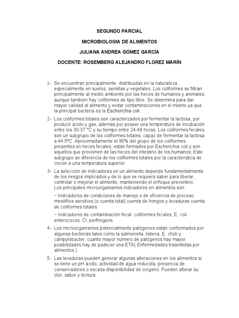 Segundo Parcial Micro | PDF | Alimentos | Microbiología