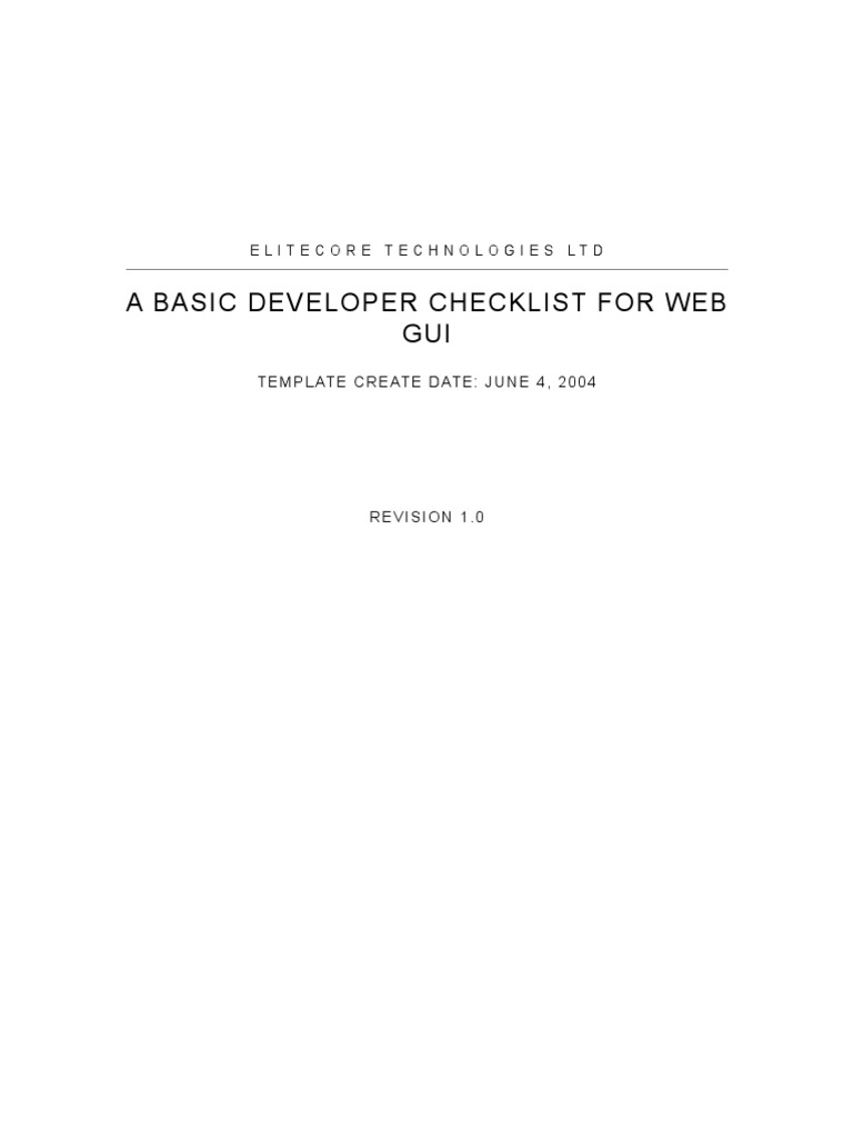 Common Gui Checklist Pdf Software Engineering Software