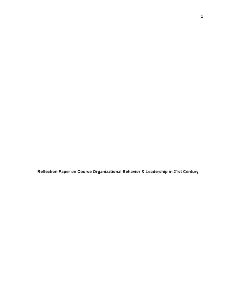 Reflection Paper On Course Organizational Behavior | PDF | Leadership ...