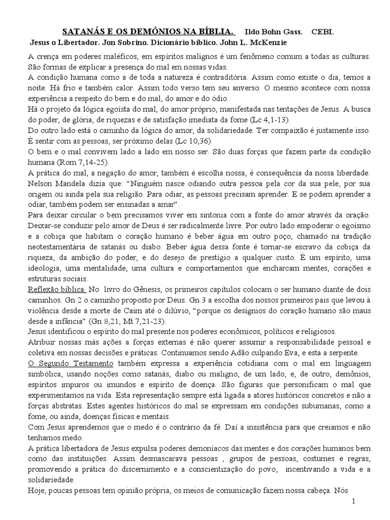 Demônios e Satanás na Bíblia | PDF | Diabo | Demônios