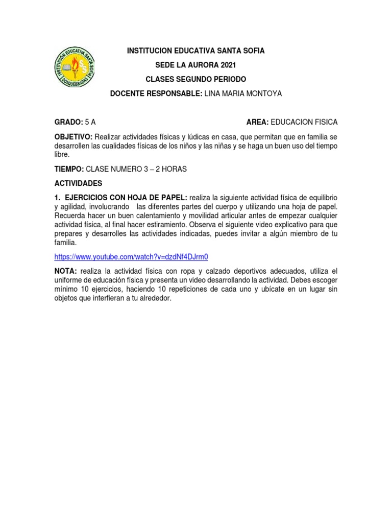 Clase Número 3 EDUCACIÓN FÍSICA | PDF