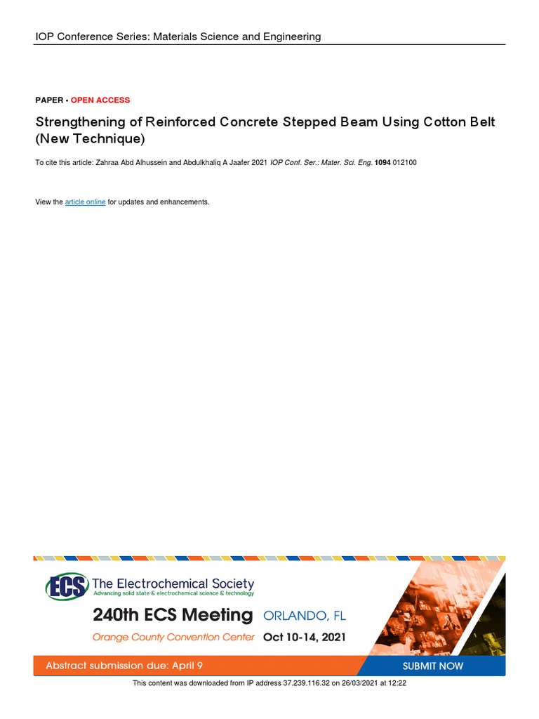 Strengthening of Reinforced Concrete Stepped Beam Using Cotton Belt ...
