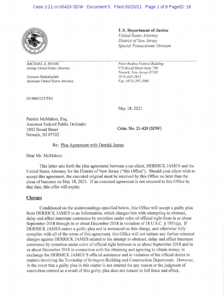 James Plea Agreement | PDF | United States Federal Probation And ...