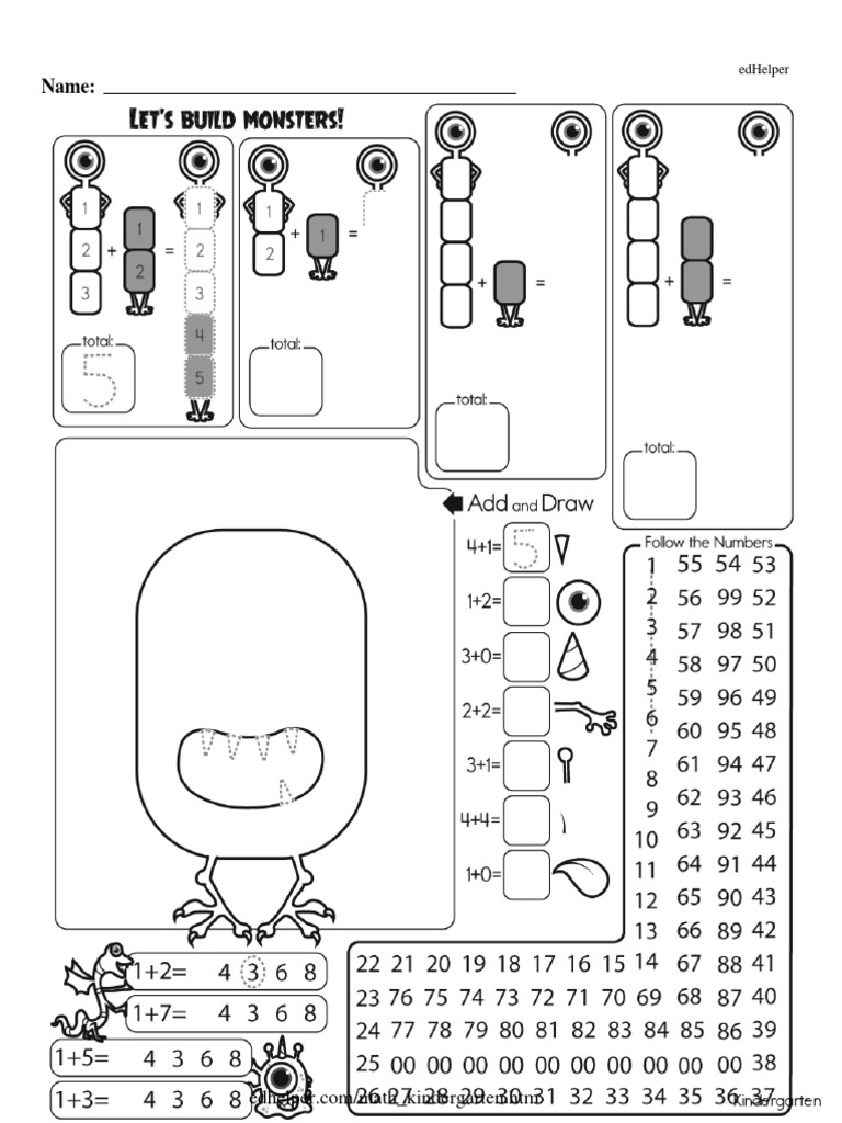 Kindergarten Easy Math Worksheets | PDF