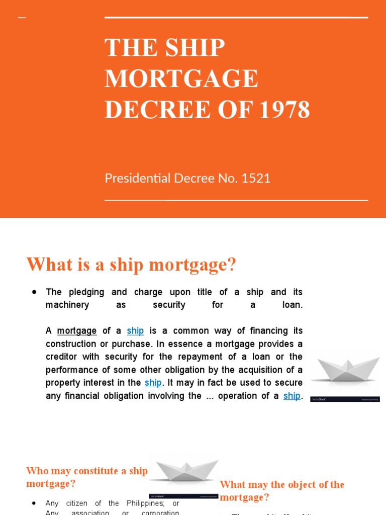 Ship Mortgage Decree of 1978 Overview | PDF | Mortgage Law | Foreclosure