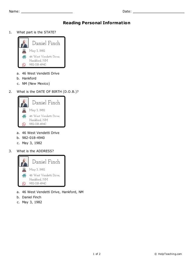Reading Personal Information | PDF