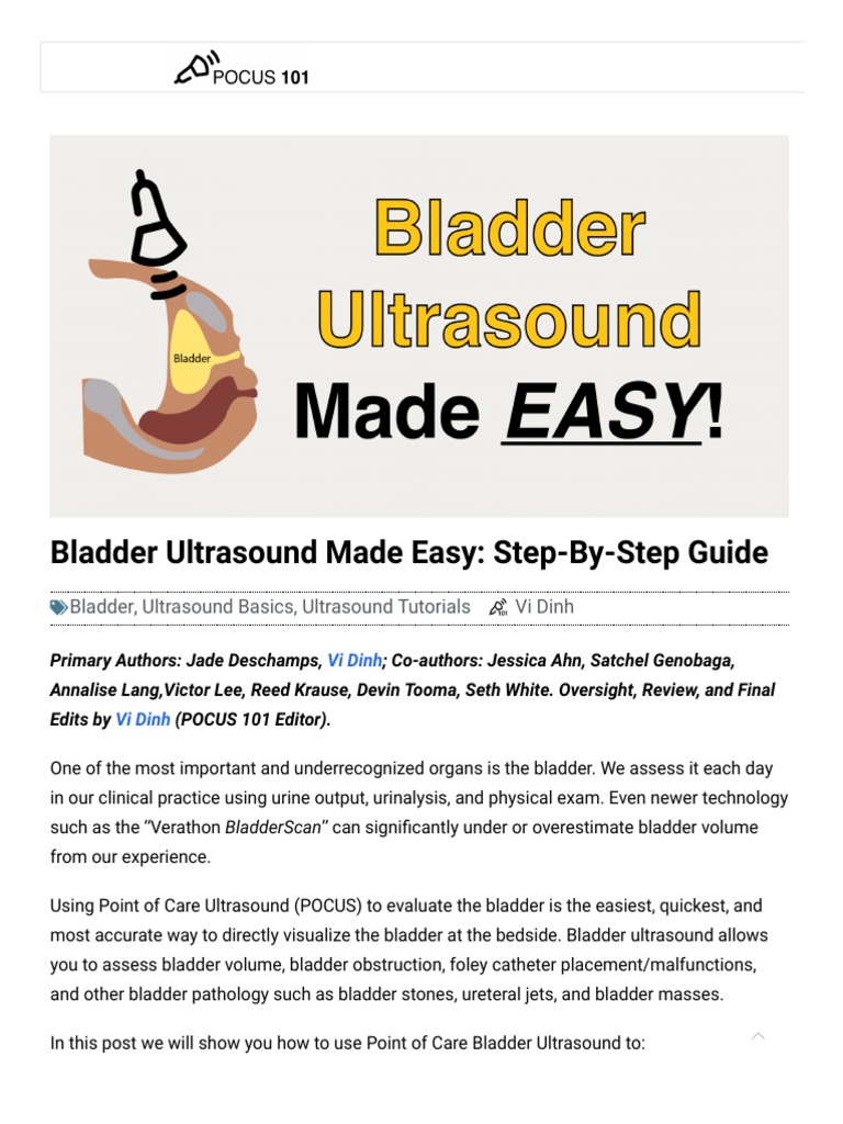 Bladder Ultrasound Made Easy - Step-By-Step Guide - POCUS 101 | PDF ...