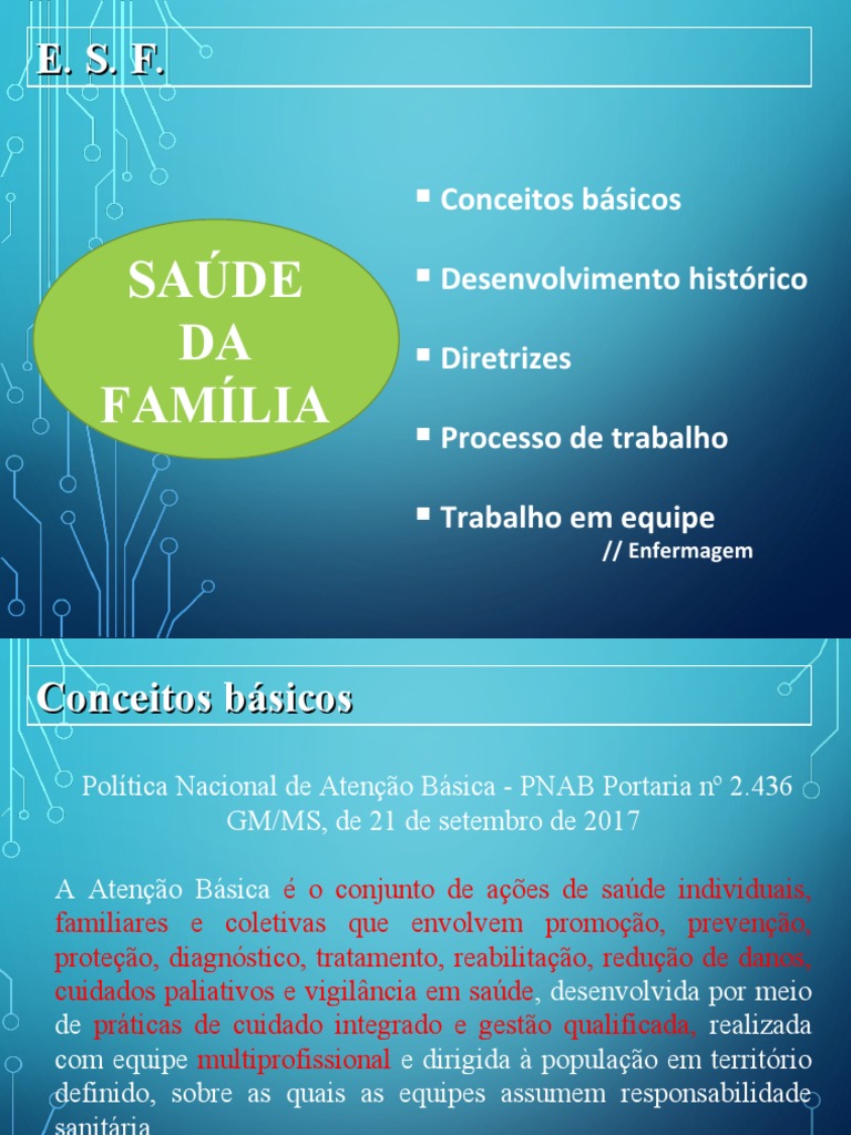Saúde da Família: conceitos, diretrizes e processo de trabalho da ESF | PDF | Enfermagem ...