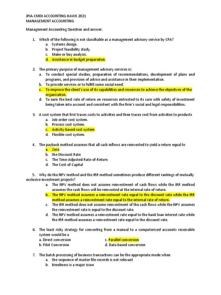 Accounting Hawk - MA | PDF | Internal Rate Of Return | Cost Of Goods Sold